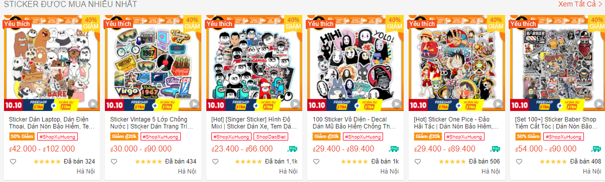 Top 10 shop bán sticker siêu “kute” với giá “hạt dẻ” trên Shopee