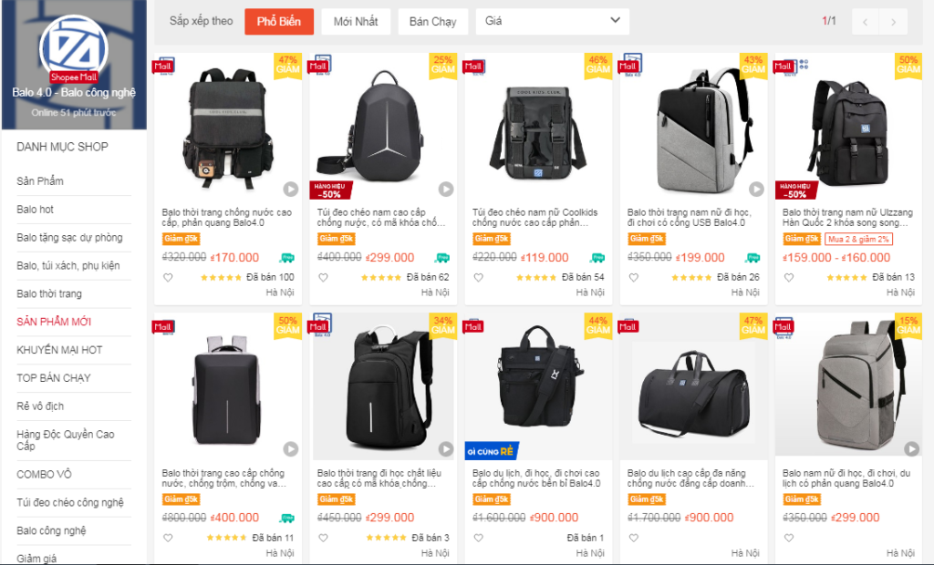 Top 10 shop bán balo đẹp, uy tín, giá rẻ trên Shopee
