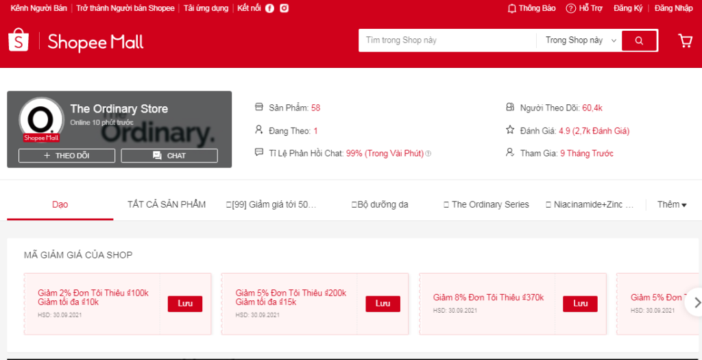 10+ Shop bán The Ordinary chính hãng trên Shopee và lazada nên biết